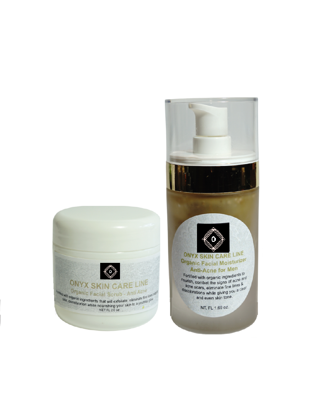 Anti-Acne Organic Two-Step System Facial Scrub and Moisturizer - For M ...