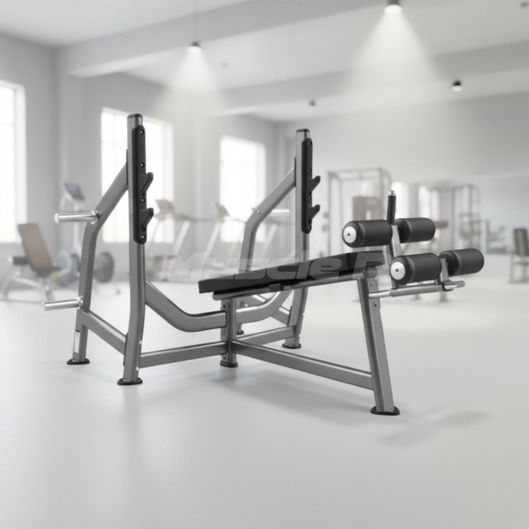 Decline Bench - Olympic - Muscle D Fitness - Padded Foot Rollers - Pla ...
